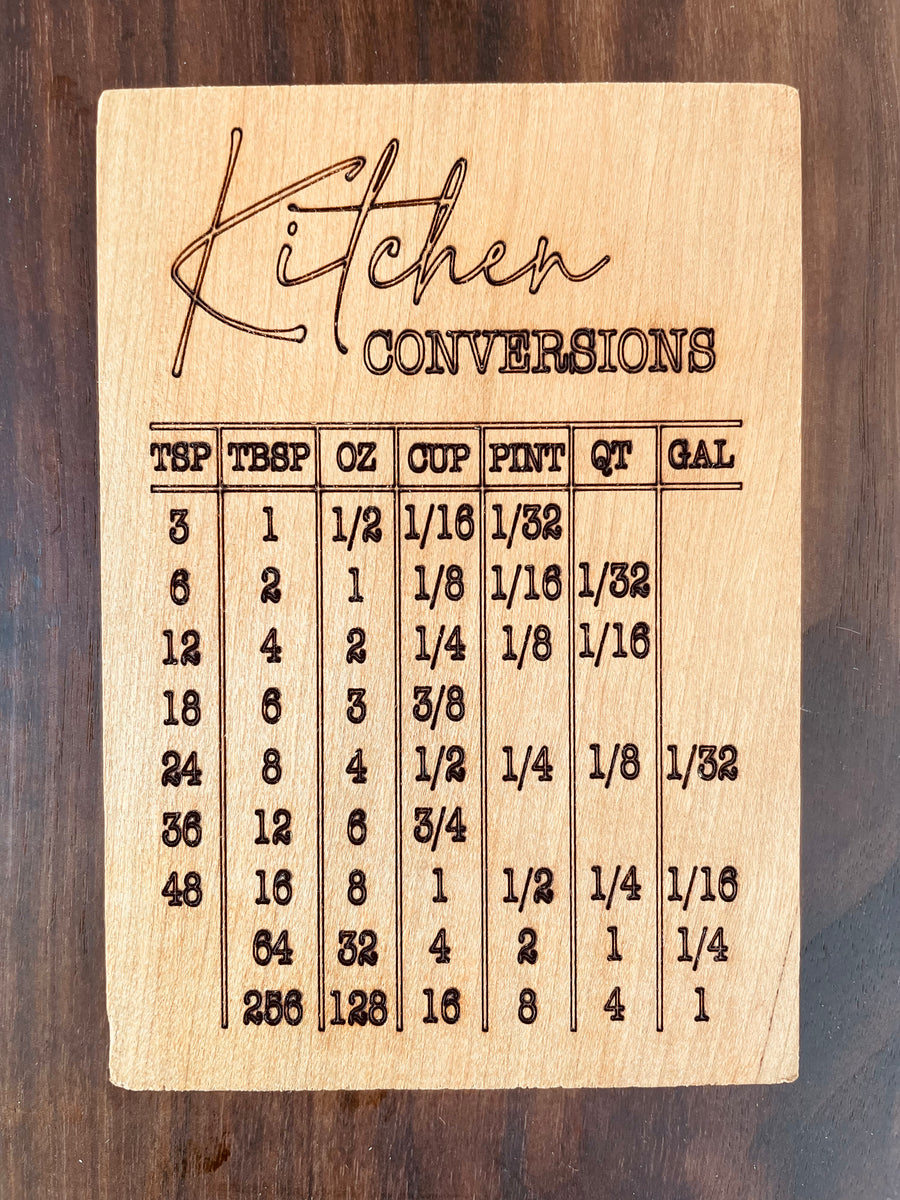 Kitchen Conversion Chart Magnet – Johnson Brothers Woodshop Designs